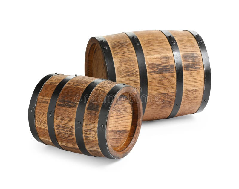 One Traditional Wooden Barrel Isolated Stock Image - Image of liquid ...