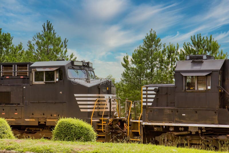 Two Train Engines Coupled stock photo. Image of transport - 170832666