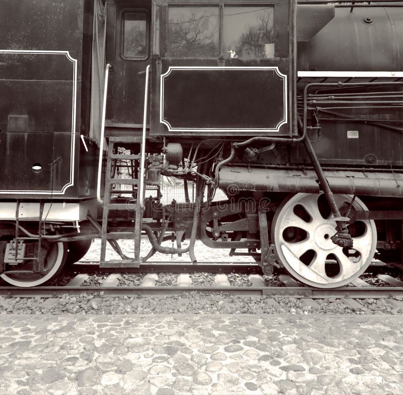 Two Train Wheels and Locomotive Driver S Cab Stock Photo - Image of ...