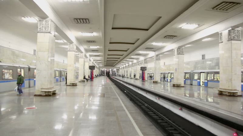 Two Trains Arrive at Metro Station with Three Stock Footage - Video of ...