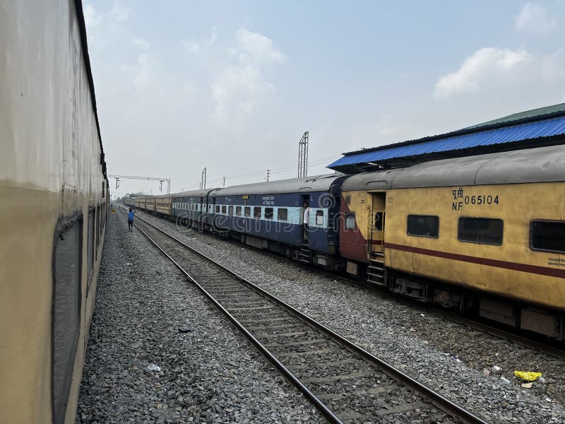Two Trains are Going Side by Side Stock Photo - Image of person ...