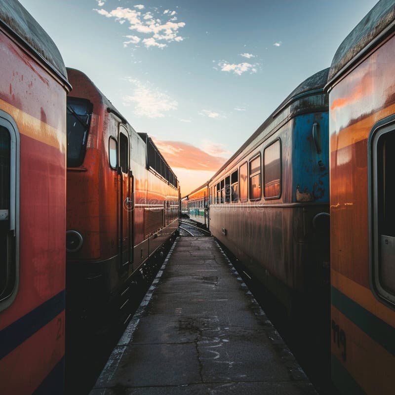 Two Trains Side by Side, a Unique Sight in the Station Stock ...