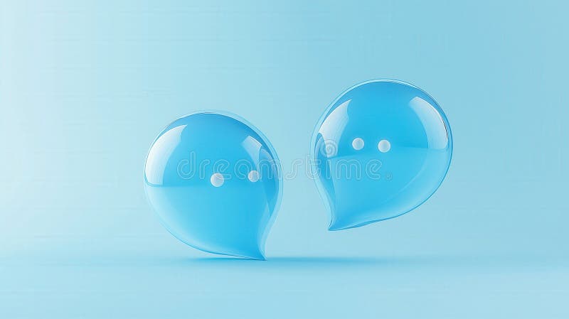Two Translucent Blue Speech Bubbles Floating on Light Blue Background ...