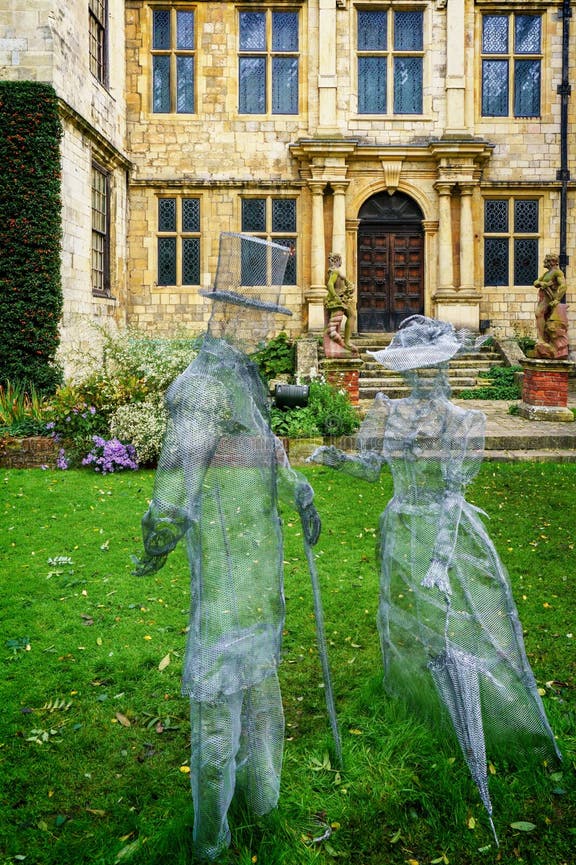 Two Translucent Wire Mesh Edwardian Style Ghost Sculptures. Editorial ...