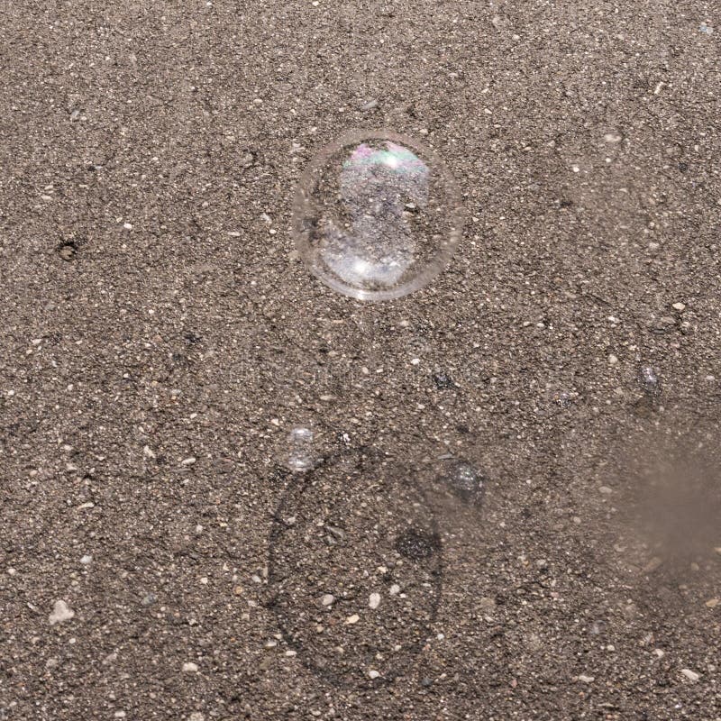 Two Transparent Soap Bubbles on Asphalt Background Top View Stock Image ...
