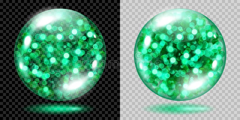 Two Transparent Spheres with Green Sparkles Stock Vector - Illustration ...