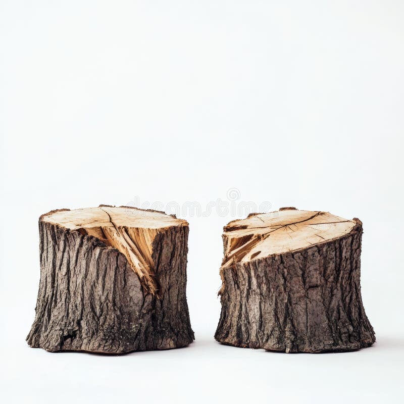 Two Tree Trunks are Cut in Half and Placed Next To Each Other Stock ...
