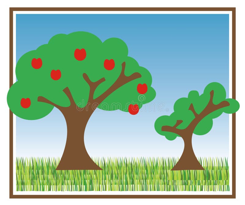 Two apple trees stock vector. Illustration of juice, green - 58343841