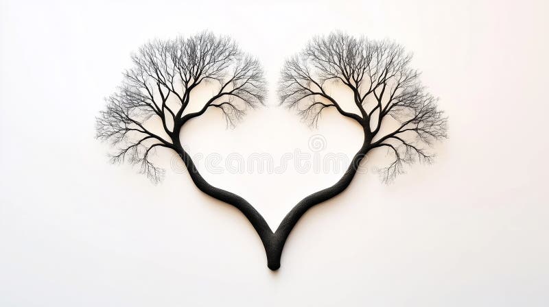 Two Trees with Bare Branches Have Grown Together, Creating a Heart ...