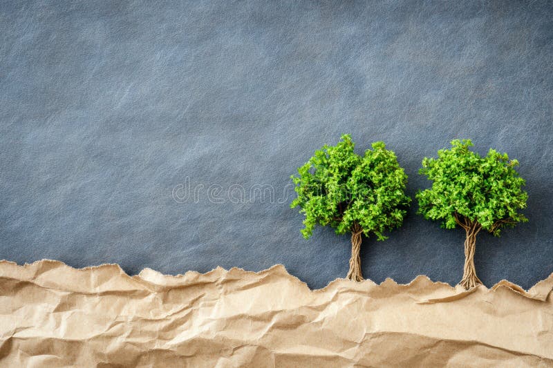 Two Trees Emerge from a Sheet of Paper, Symbolizing Growth and Nature S ...