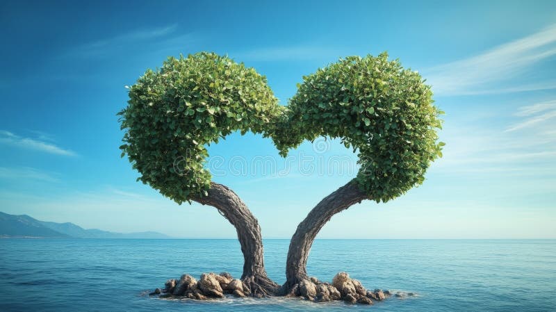 Two Trees Formed a Heart Shape As they Intertwined Beneath a Blue Sky ...