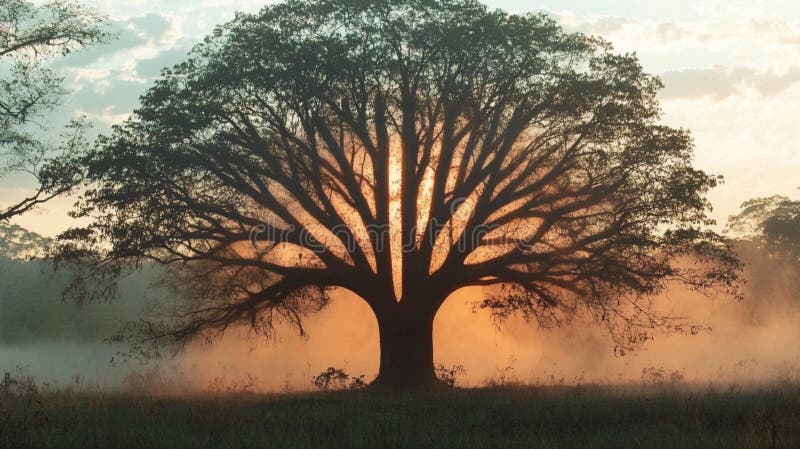 Two Trees Forming Lungs in the Forest at Sunset Stock Photo - Image of ...