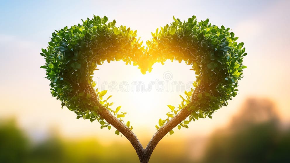 Two Trees with Intertwined Branches Create a Heart Shape, Illuminated ...