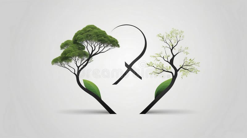 Two Trees Intertwined Forming a Heart Stock Illustration - Illustration ...