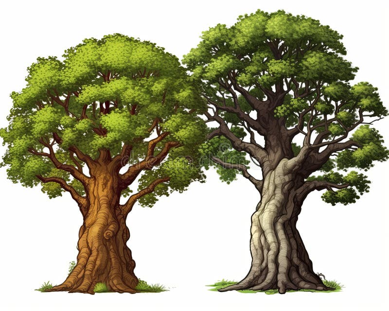 Two Trees are Shown on a White Background Stock Illustration ...
