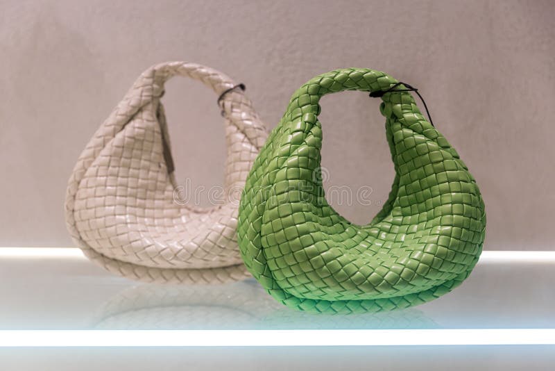 Two Trendy Modern Green and White Shopping Bags Editorial Image - Image ...