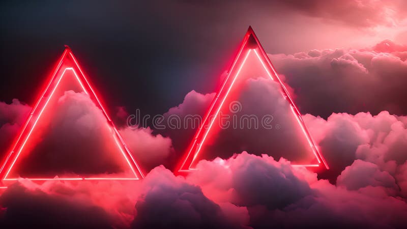 Two Triangles Floating in Sky among Clouds. Perfect for Abstract Designs and Geometric Concepts ...
