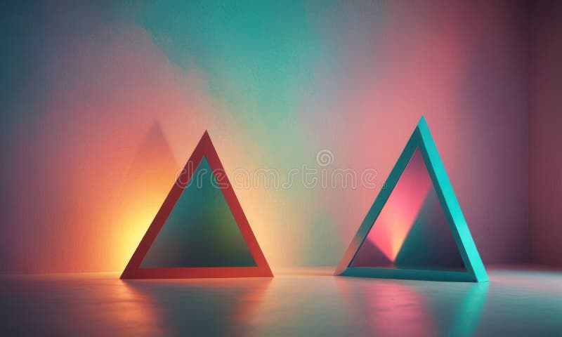 Two Triangles are Standing Side by Side in a Room, One of Which is Red ...
