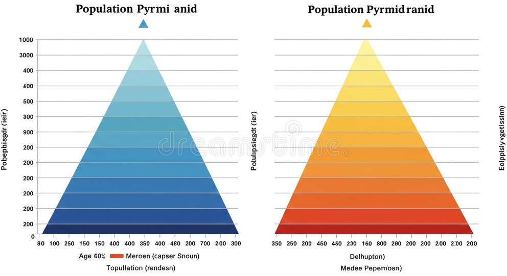 Two Triangular Population Pyramids Side by Side Illustrate Age ...