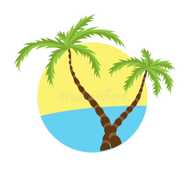 Two Tropical Palms on Island with Sea Stock Vector - Illustration of ...