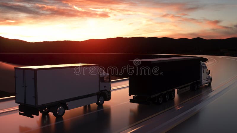 Two Trucks on the Road. Transports, Logistics Concept Stock ...