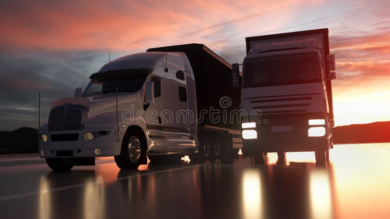 Two Trucks on the Road. Transports, Logistics Concept Stock ...