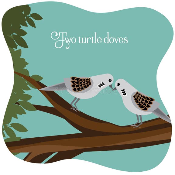Two Turtle Doves on a Branch Stock Vector - Illustration of fruit ...