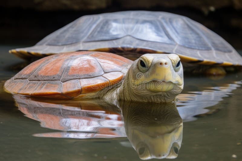 Two Turtles, One Large and One Small, Side by Side Stock Image - Image ...