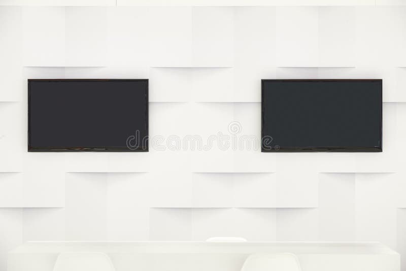 Two Tvs on a White Wall. Modern Stylish Apartment Design Stock Photo ...