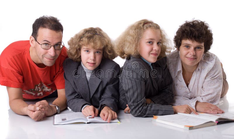 Two twins with parents stock image. Image of preparation - 11302005
