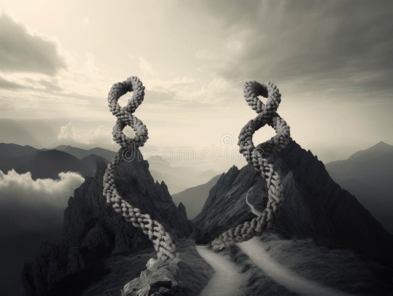 Two Twisted Paths Merging Together To Ascend a Mountain of Achievement ...