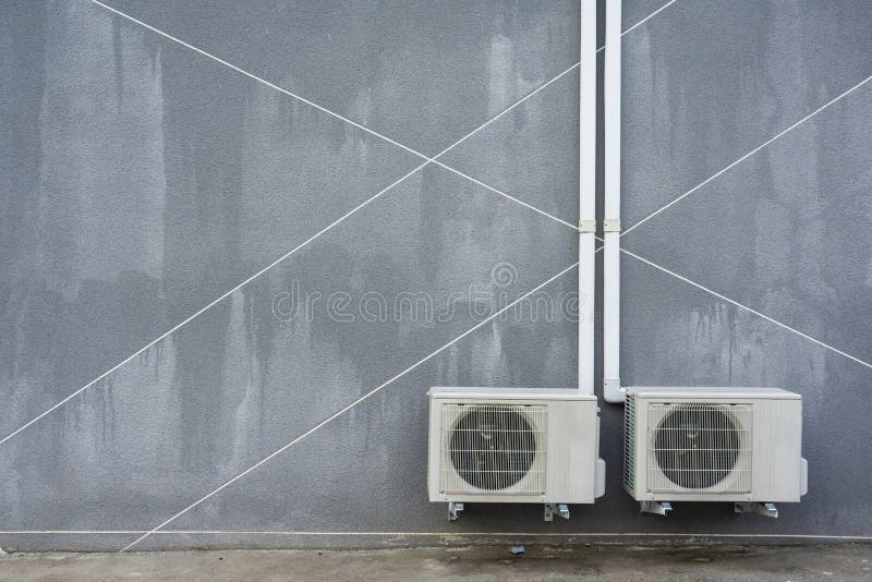 Two Types Air Conditioner Compressor Coil Installation on Wall Stock ...