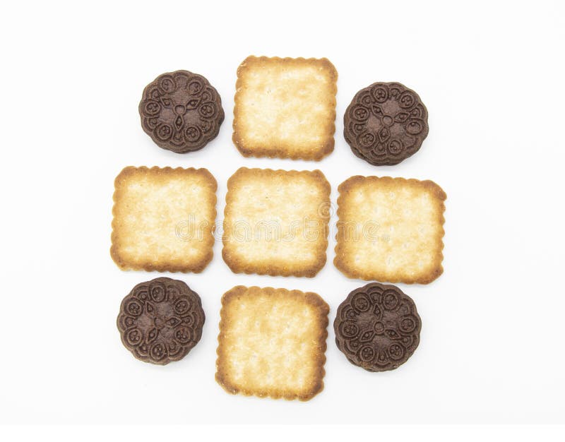 Two Types Biscuit or Cookies Isolated on White Background, Top View ...