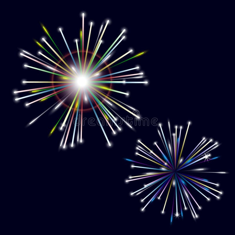 Fireworks in the Sky with Black Background Stock Illustration ...
