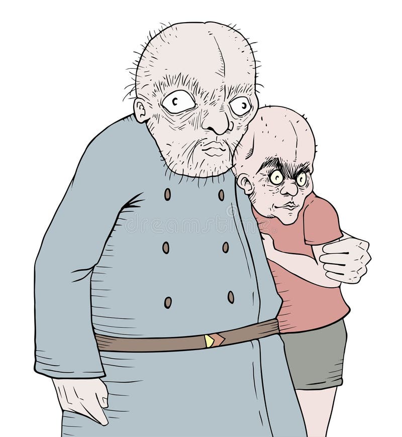 Two Ugly Characters Hugging and Looking Stock Vector - Illustration of ...