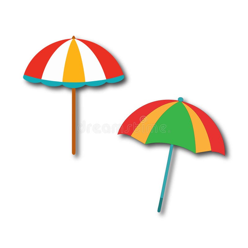 Two Umbrellas are Shown, One is Red and White and the Other is Green ...