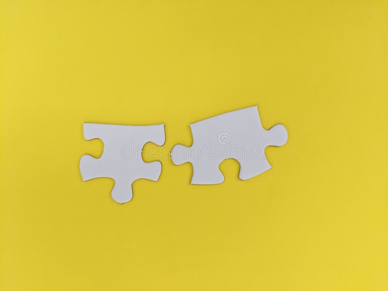 Two Unconnected Puzzle Pieces on Yellow Coloured Background. Problem ...