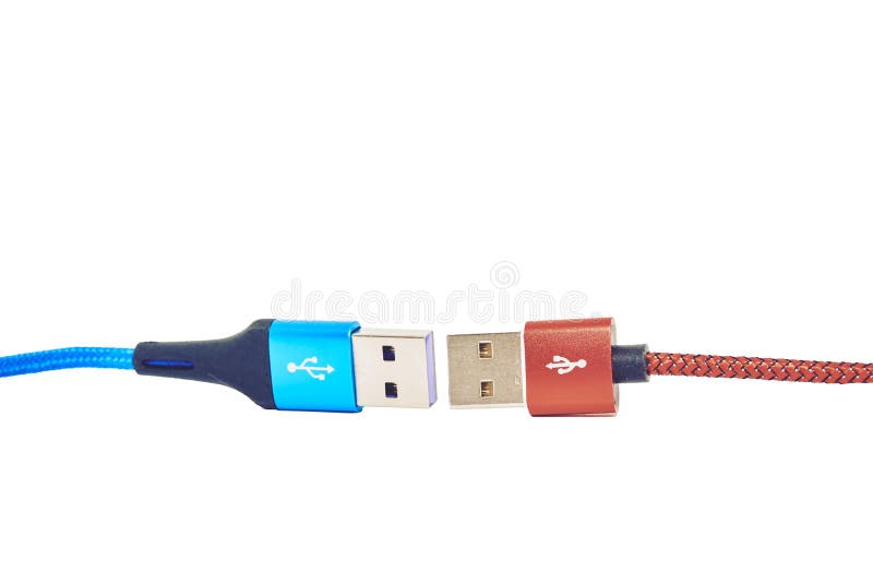 Two Universal Serial Bus Cables on a White Background Stock Image ...
