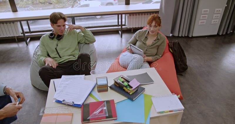 Two University or College Students Working on School Work or Homework ...