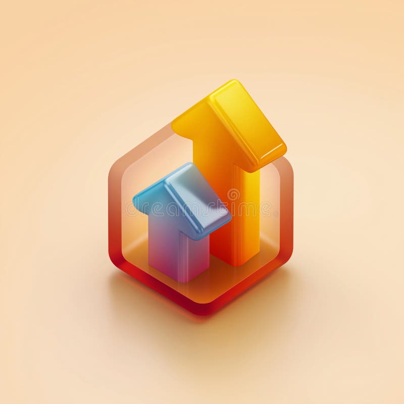 Two Upward Arrows in Hexagonal Casing Icon Stock Illustration ...