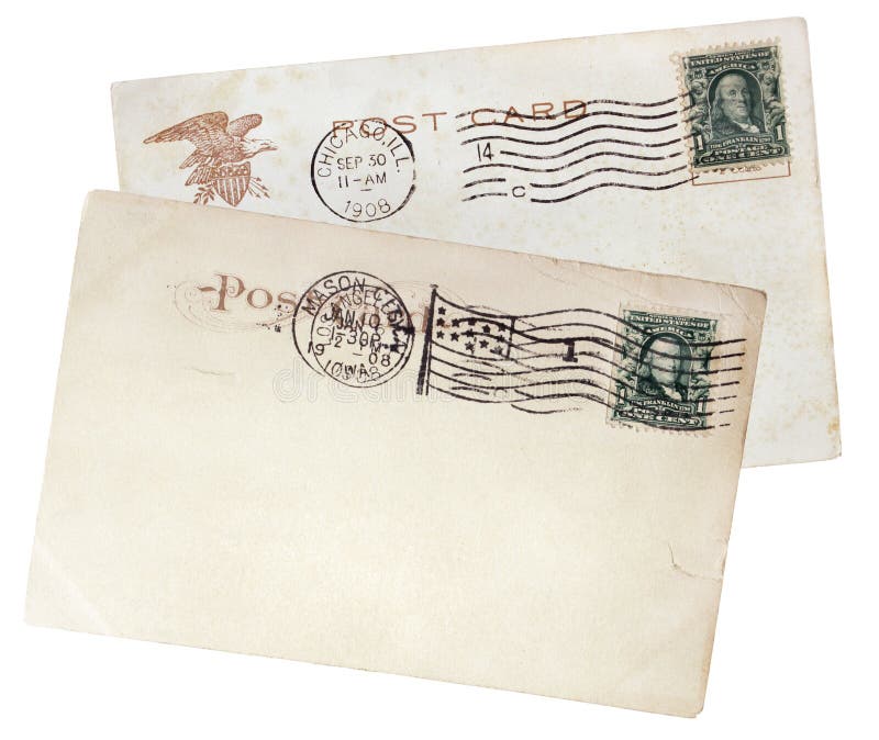 Two US Postcards, 1908. editorial stock photo. Image of close - 28385908