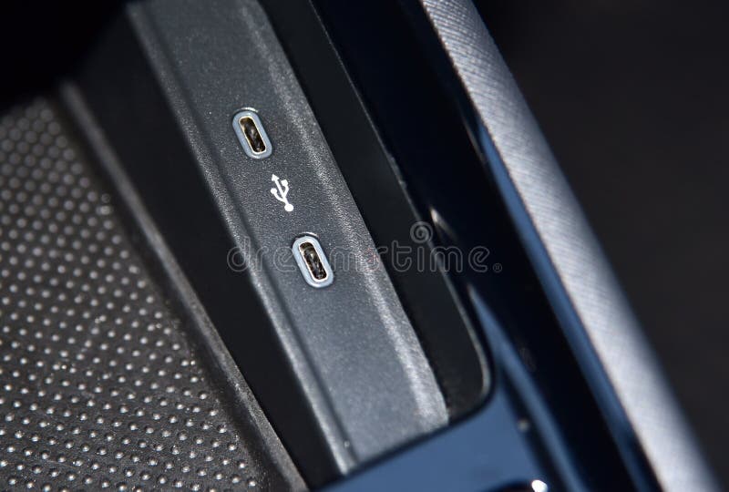 Two USB C Port in the Car Panel Stock Image - Image of smart, button ...