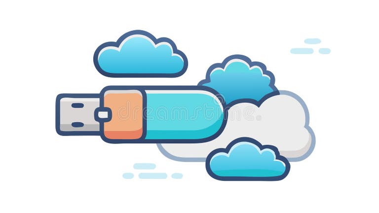 Two USB Drives in a Cloud, Cloud Backup Solution, Vector Design Generative AI Stock Vector ...