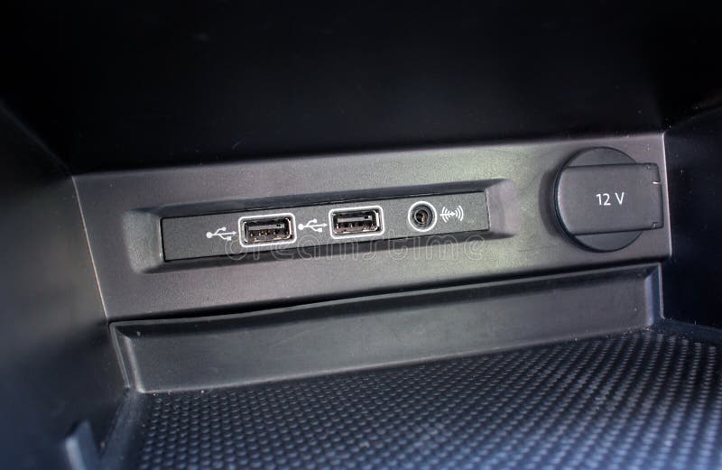 Two USB Port in the Car Panel. Car Usb Socket Stock Photo - Image of ...