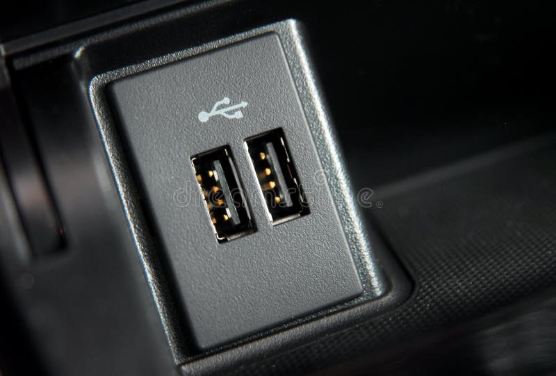 USB port in the car panel stock photo. Image of automotive - 132590562