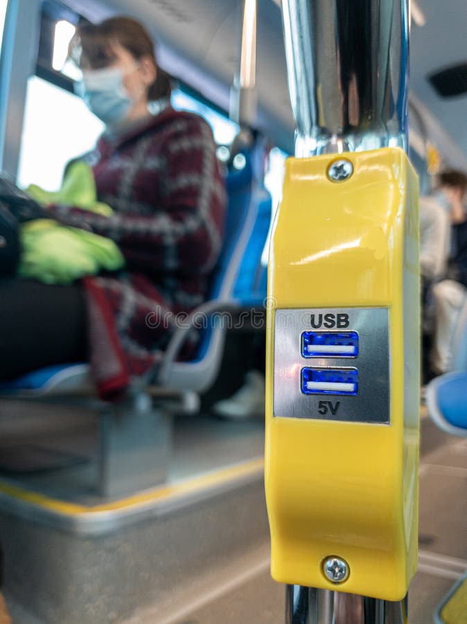 Two USB 5V Connections Installed on a Public Passenger Transport Bus ...
