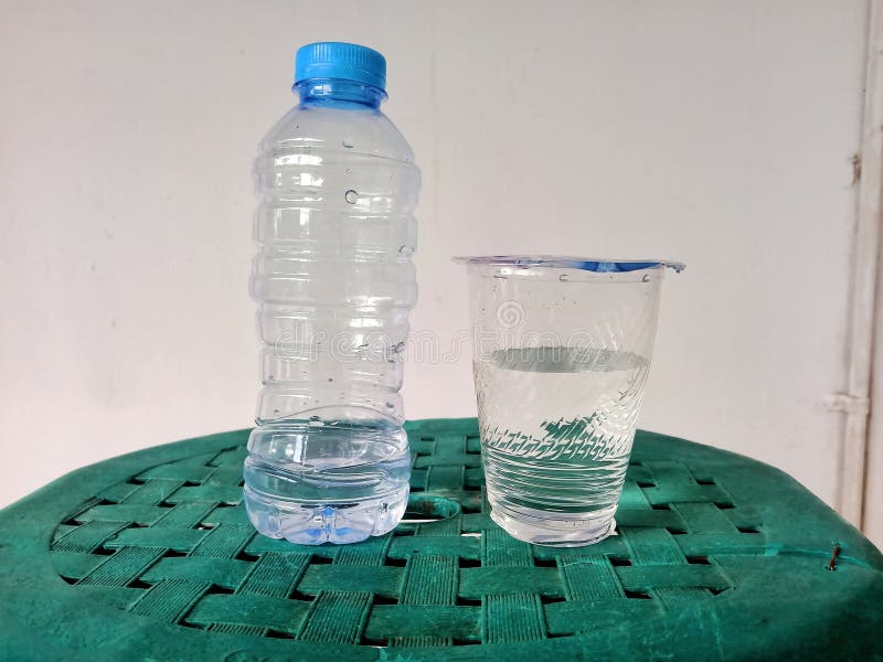 Two Used Bottles of Mineral Water. Stock Image - Image of wine ...