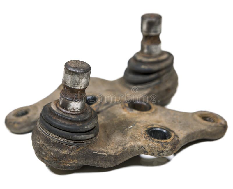 Two Used Rusty Dysfunctional Suspension Ball Joints, Isolated on a ...