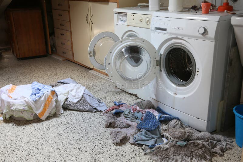 Two Used Washing Machines and Many Rags Stock Photo - Image of attics ...