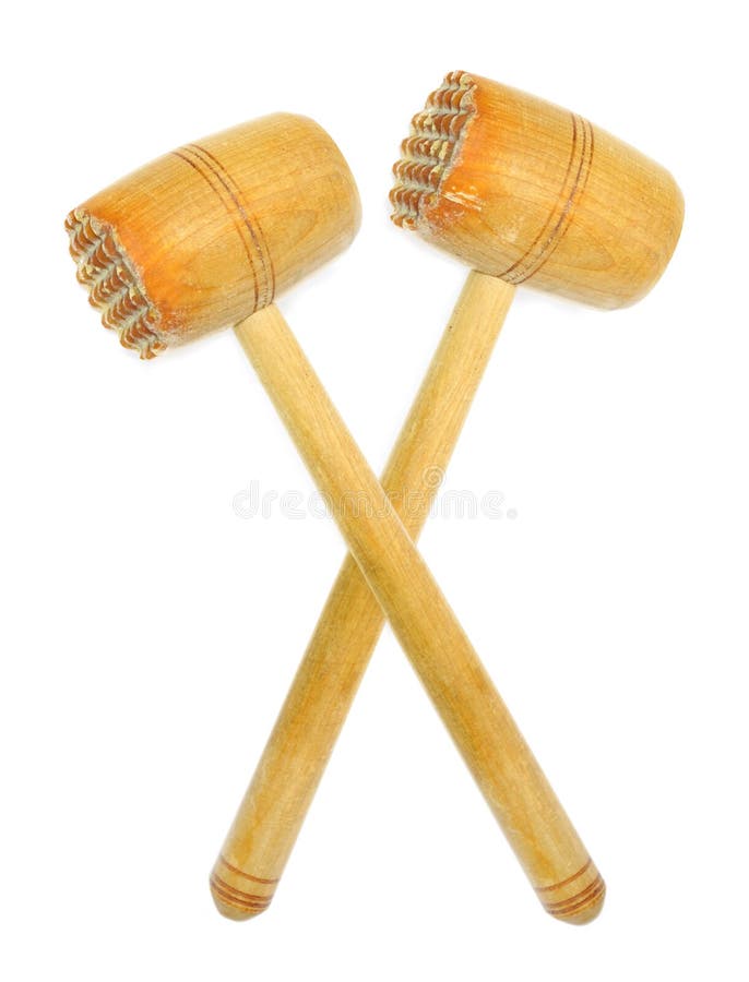 Two Used Wooden Meat Hammer Stock Image - Image of handle, equipment ...